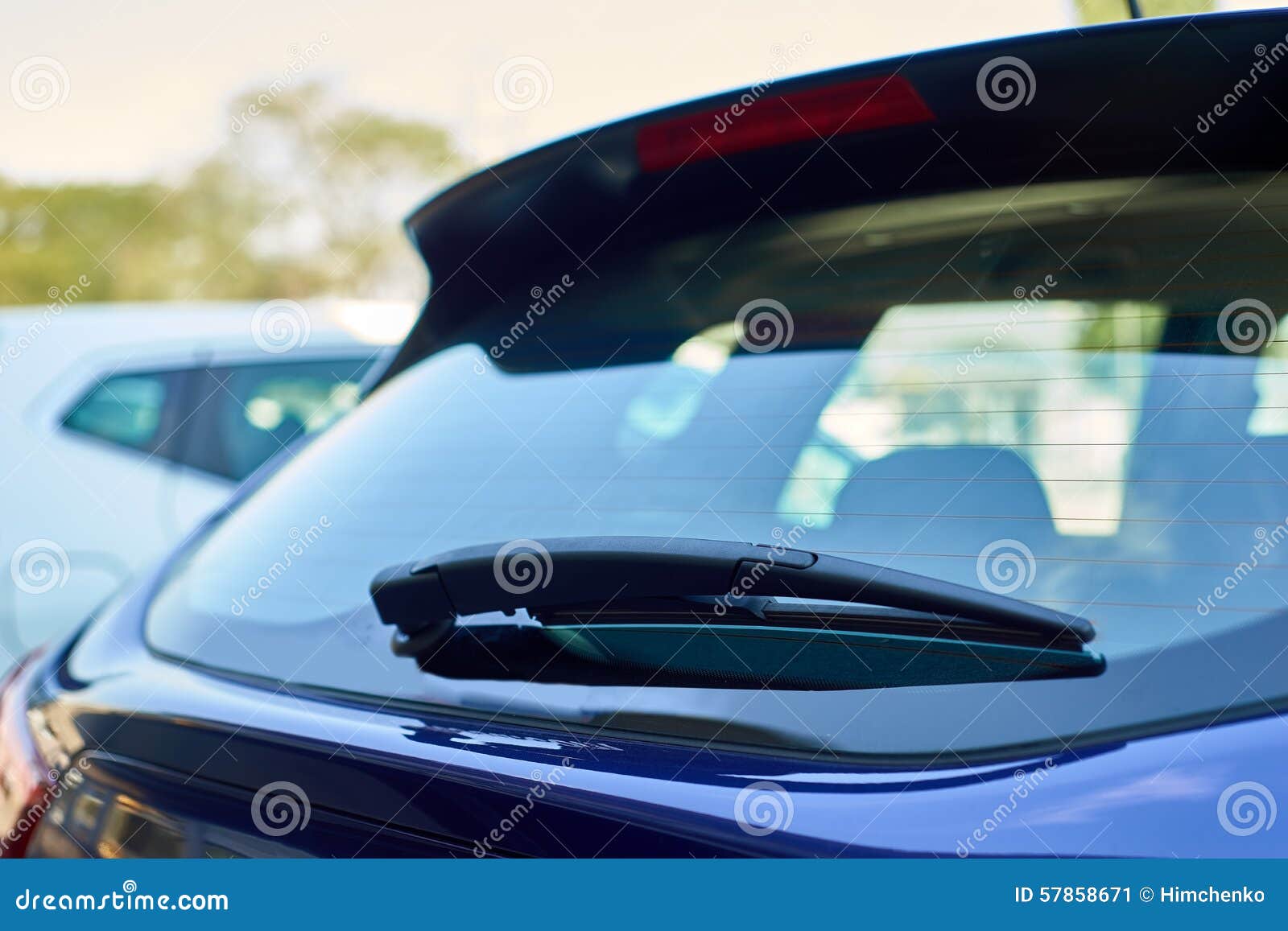 The blue car rear wipers stock image. Image of perspective - 57858671