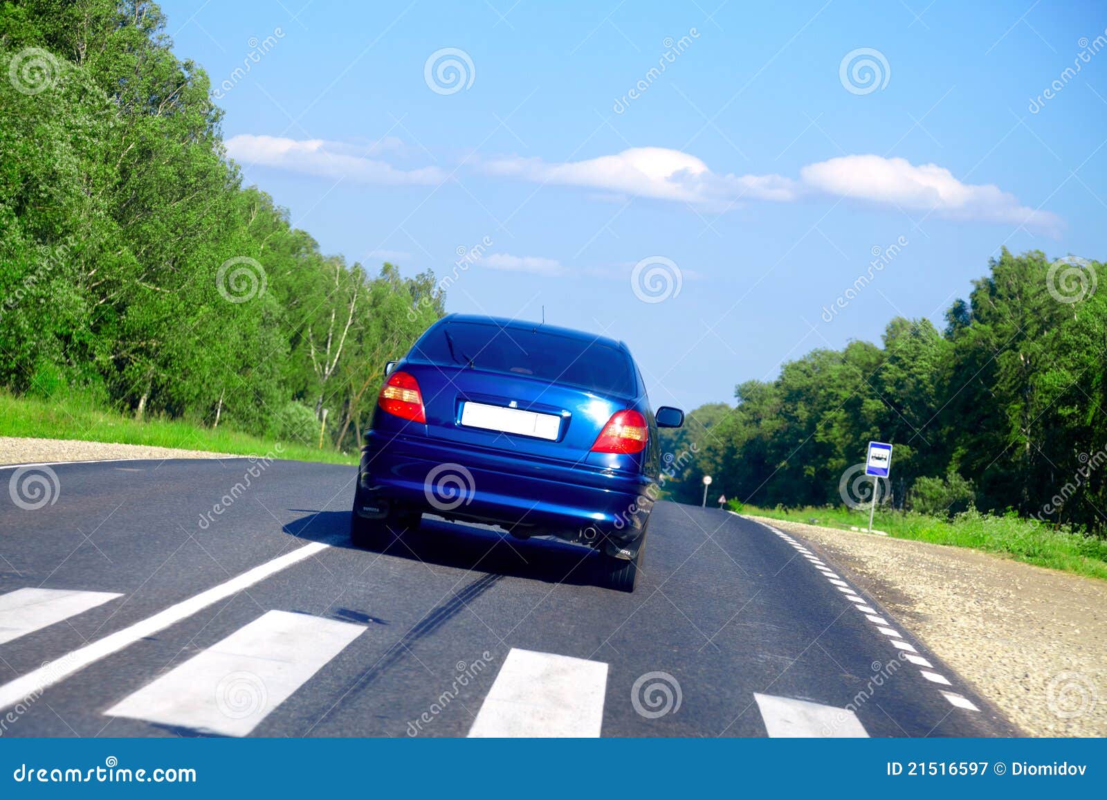 Blue car on the road stock image. Image of clase, beacon - 21516597