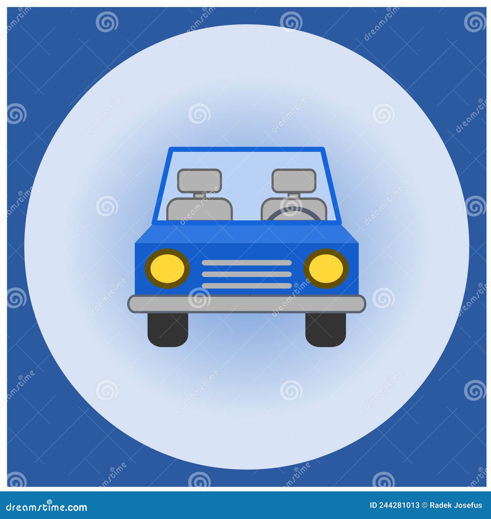 The Blue Car Symbol from Front View in Blue Circle Stock Vector ...