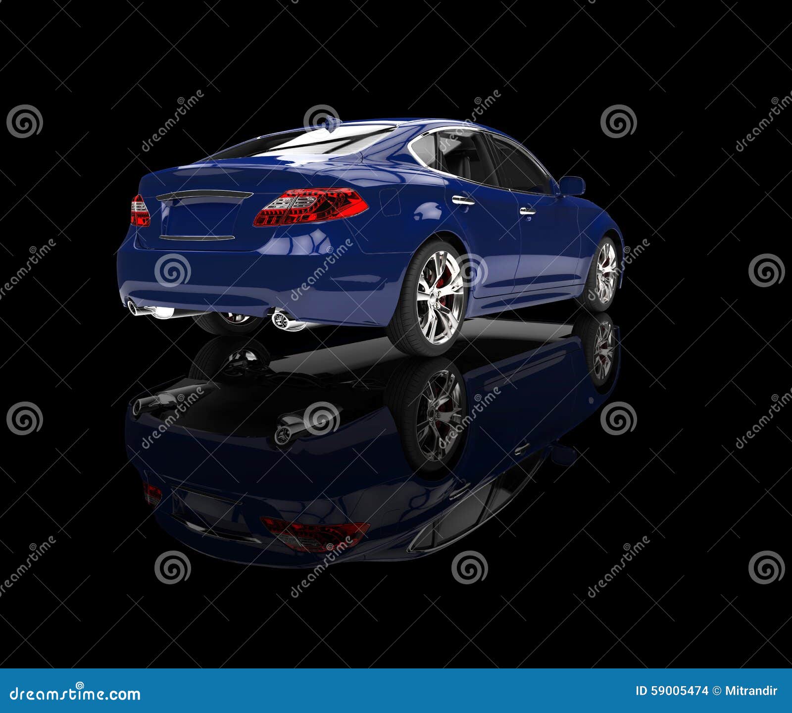 Blue Car Tail View stock illustration. Illustration of compact - 59005474