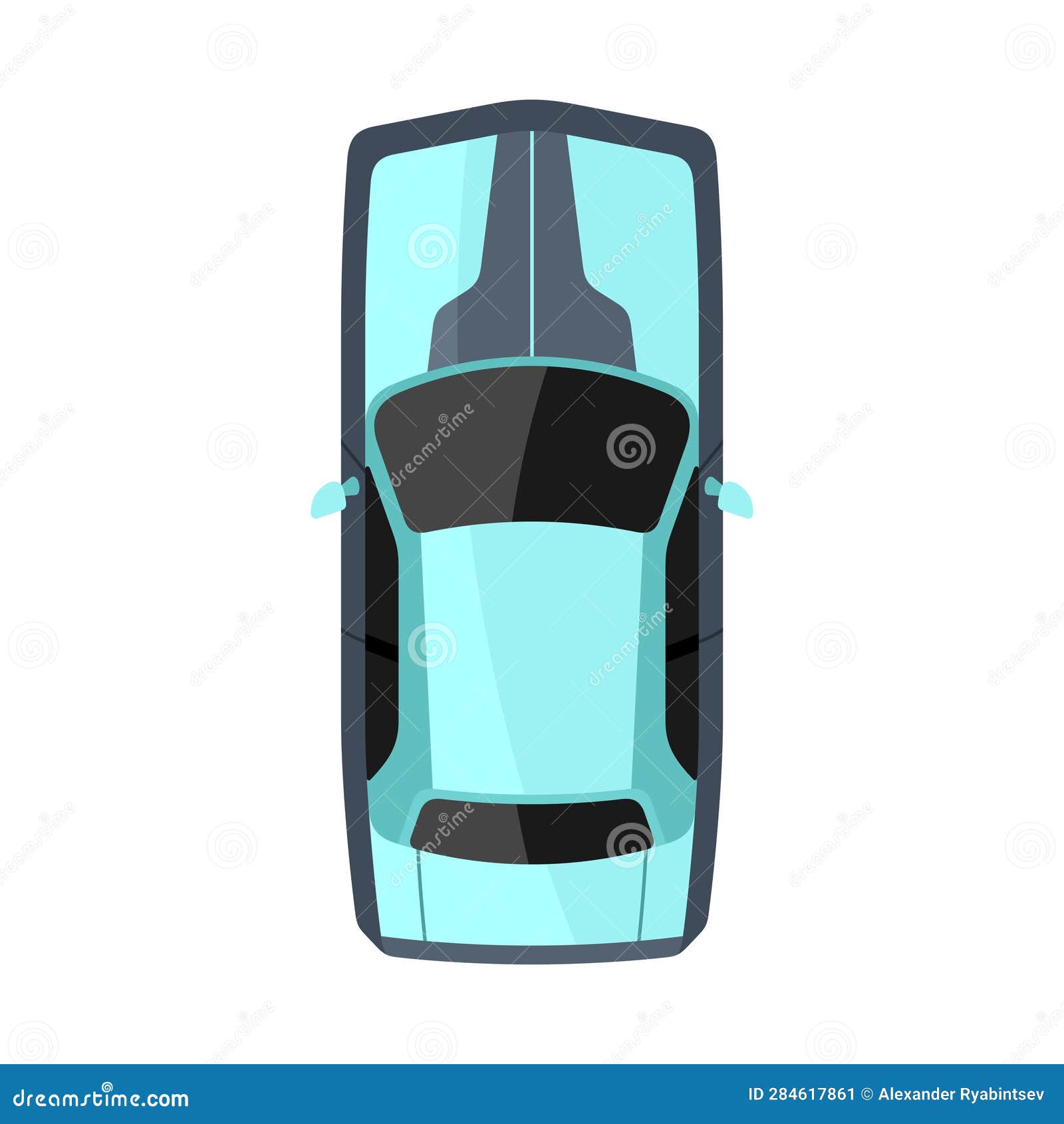 Blue Car Top View Vector Illustration. Retro Car Illustration. Stock ...