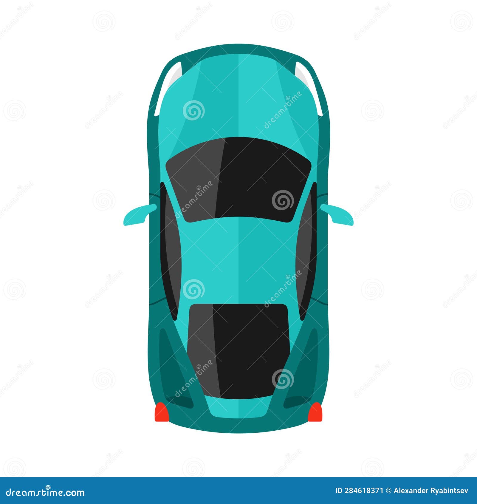 Blue Car Top View Vector Illustration. Sedan Car Illustration. Stock ...