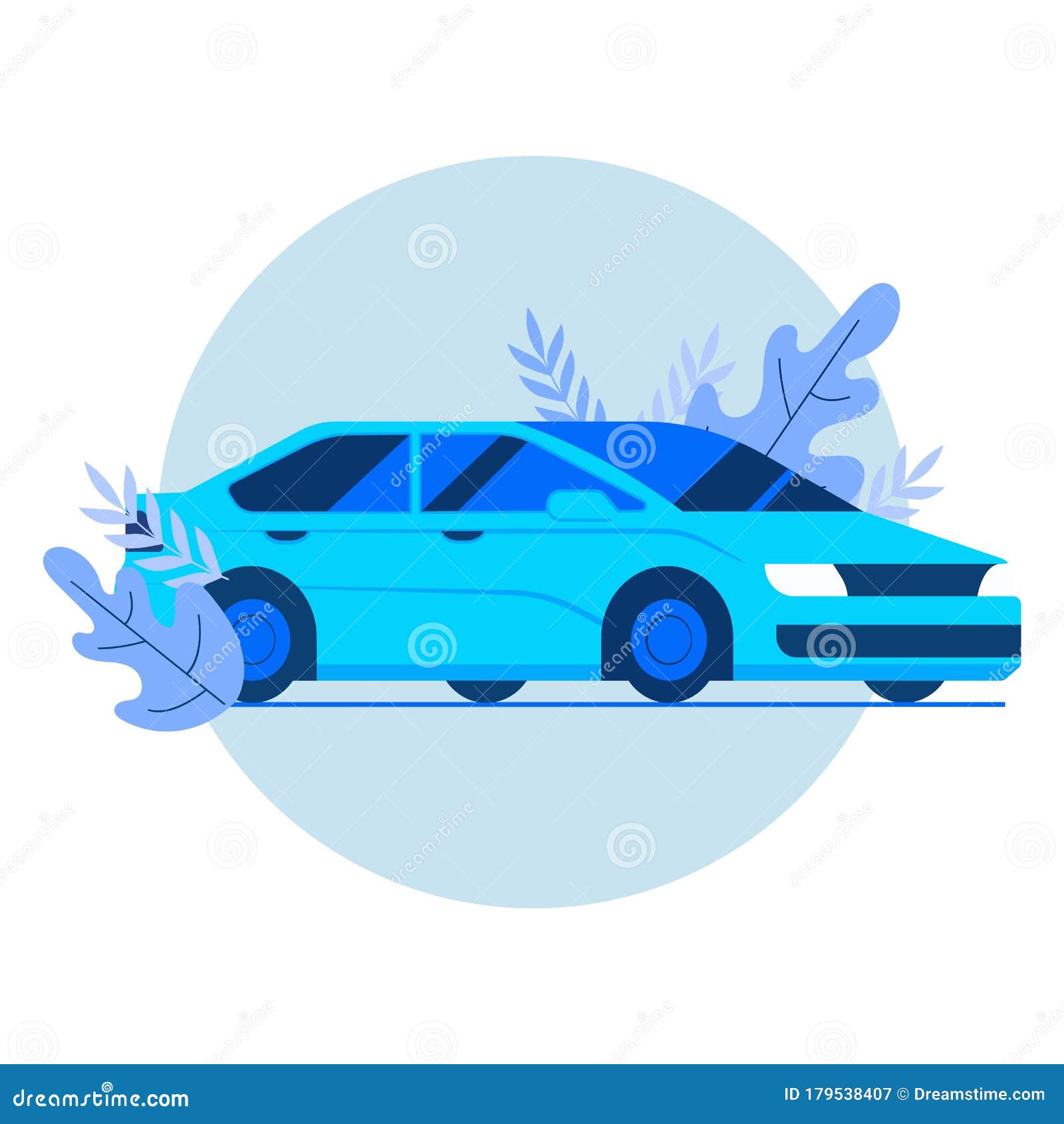 Blue Car Vector Template. Flat Style Illustration Stock Vector ...
