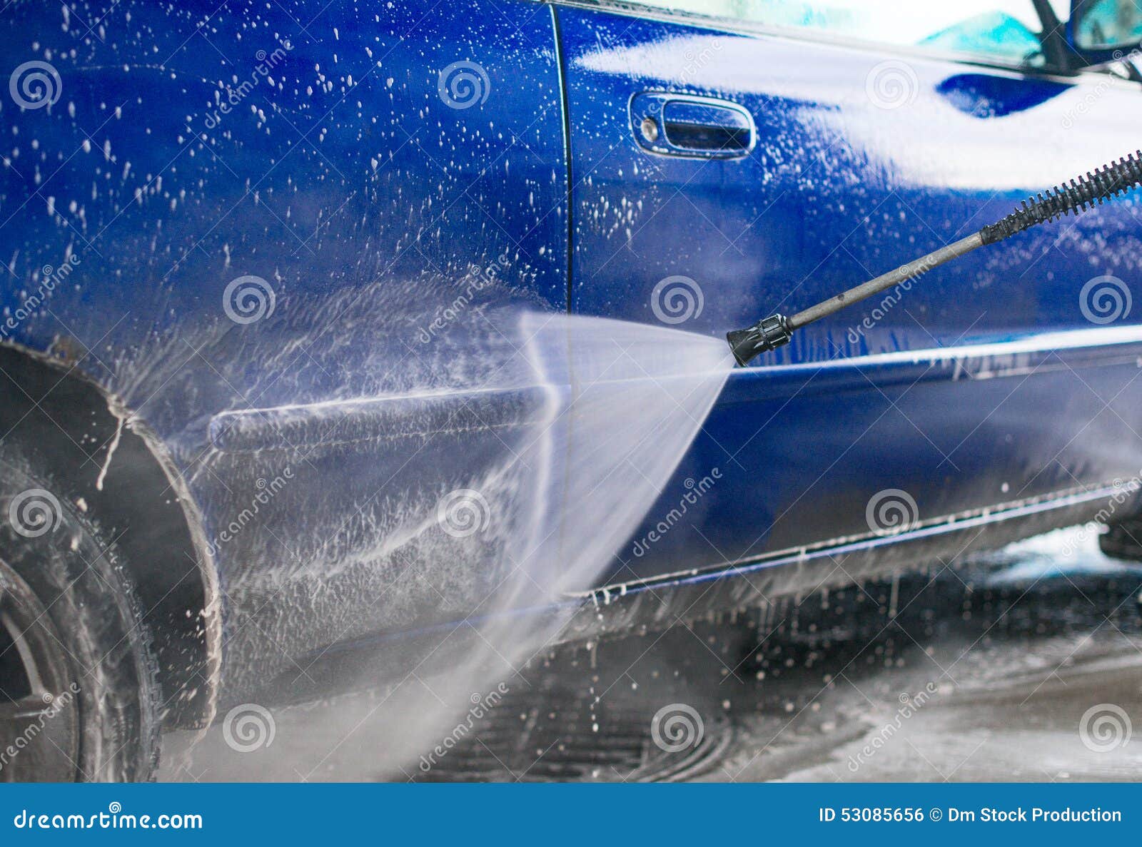 Blue car wash. stock photo. Image of detergent, flow - 53085656