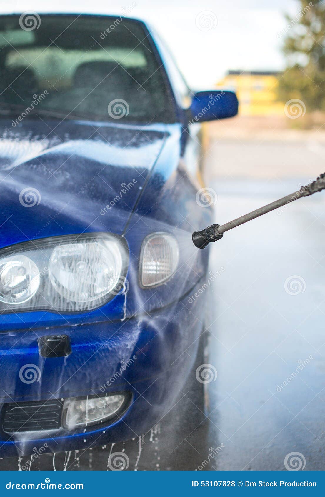 Blue car wash. stock photo. Image of garage, polish, industry - 53107828