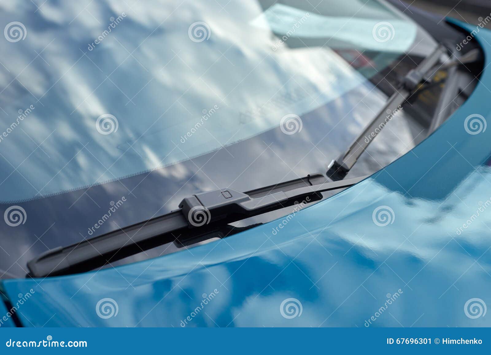 Blue car wipers stock image. Image of stationary, glasses - 67696301