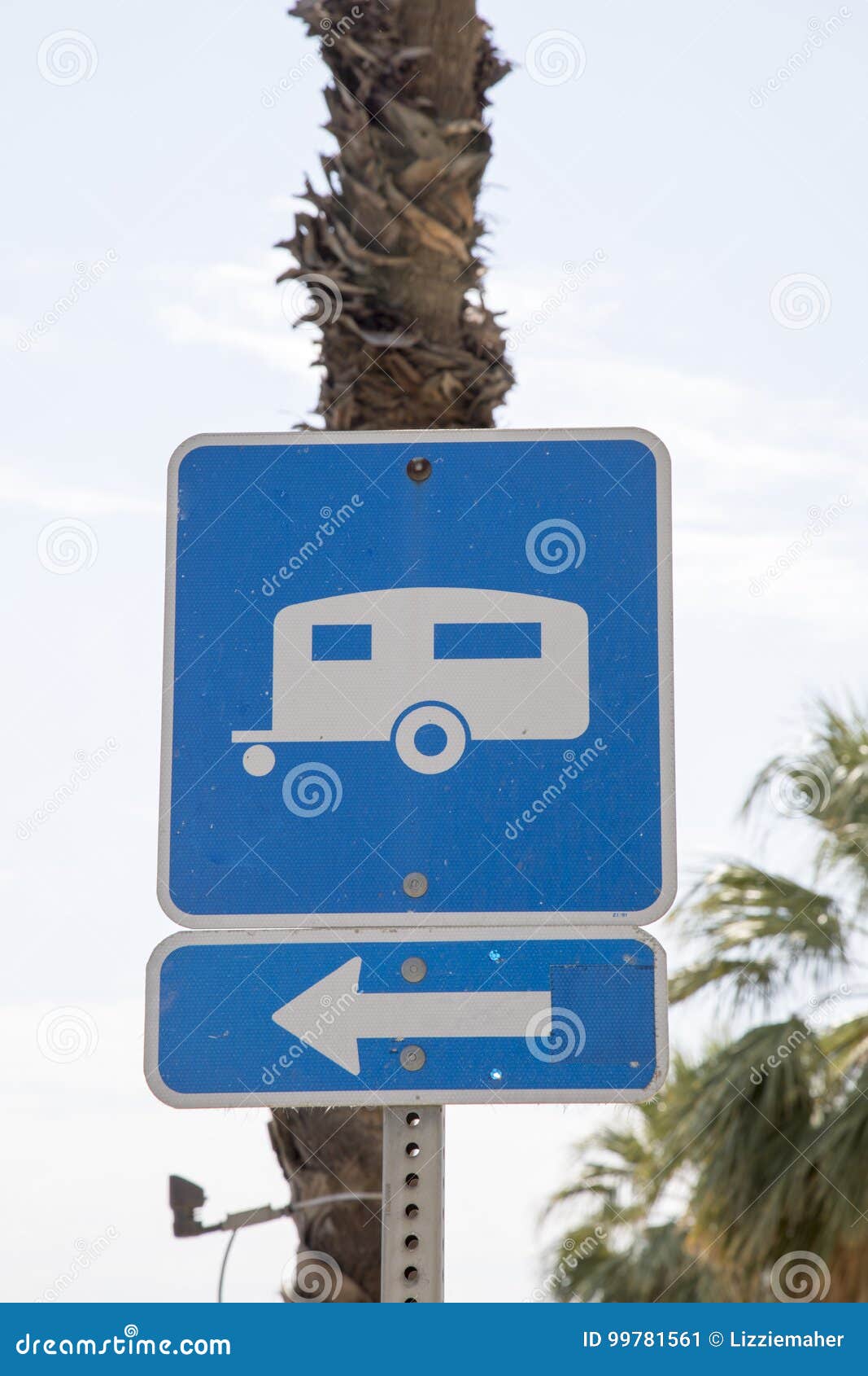 Blue Caravan Sign stock image. Image of object, vehicle - 99781561