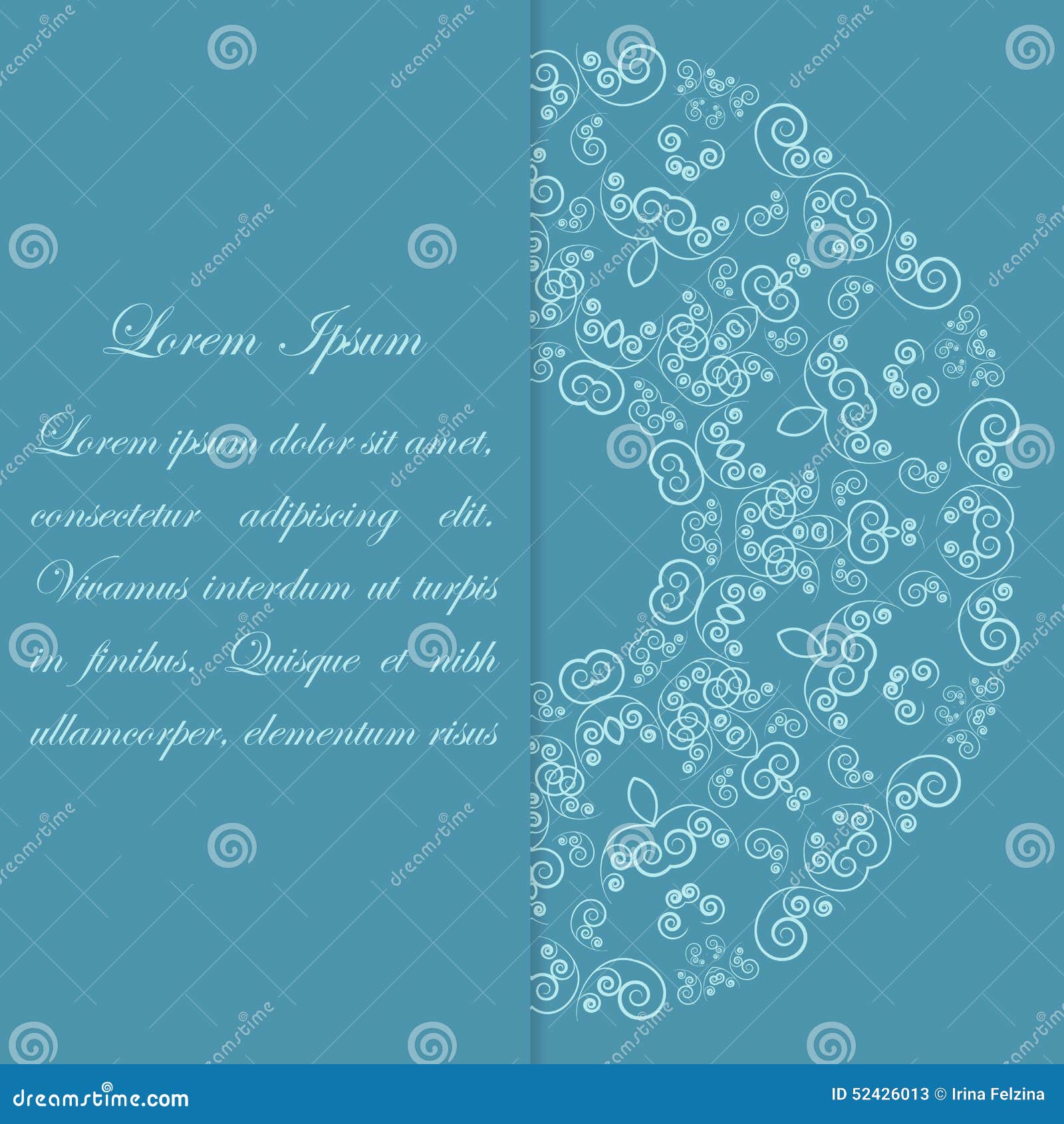 Blue Card Design with Ornate Pattern Stock Vector - Illustration of ...