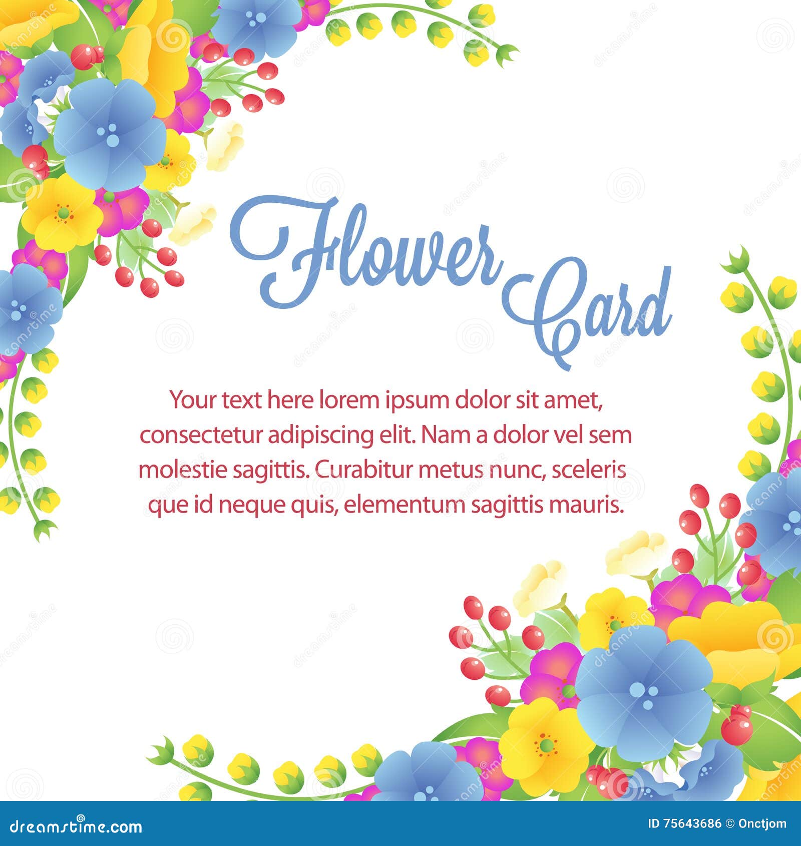 Blue Card Flower stock vector. Illustration of beauty - 75643686