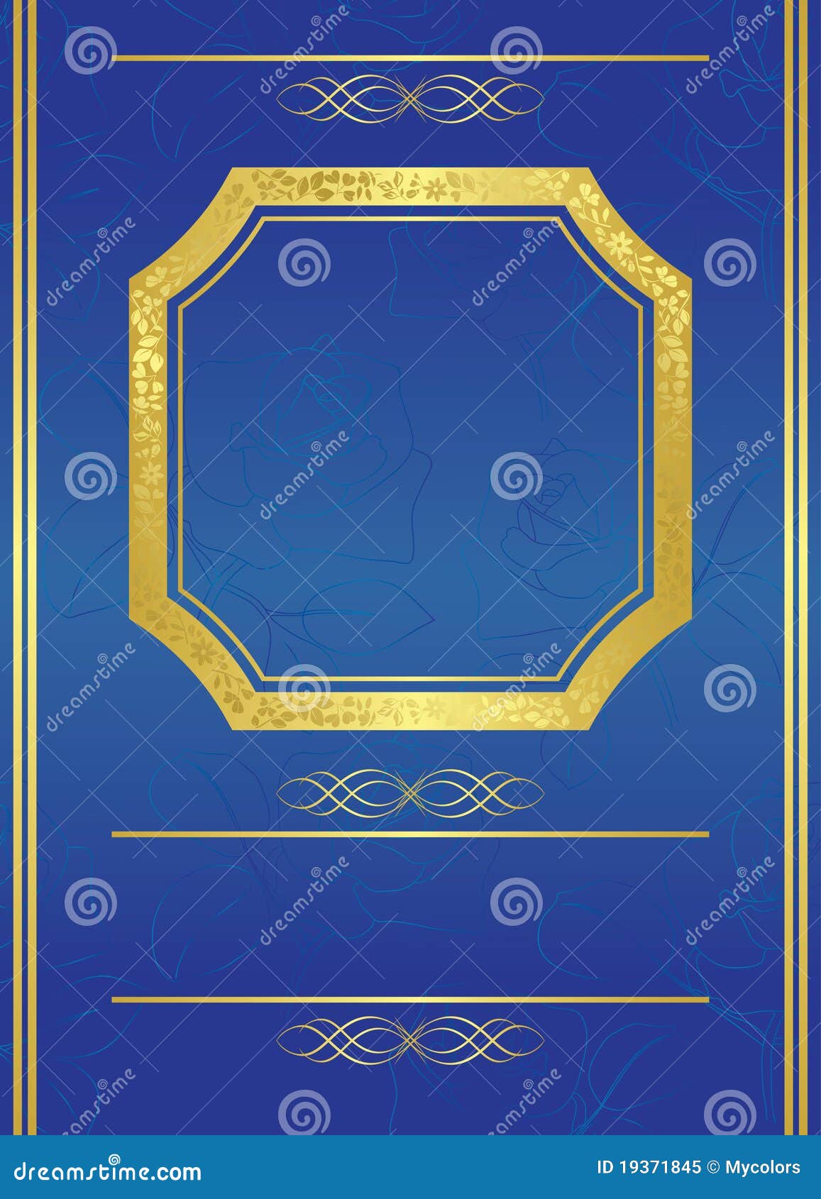 Blue Card with Gold Frame - Vector Stock Vector - Illustration of ...