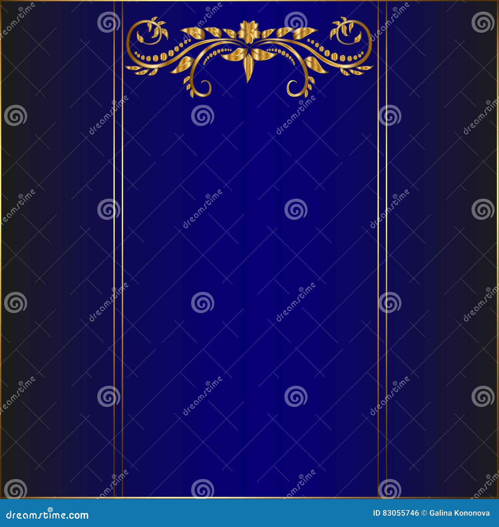 Blue Card with Golden Border Stock Illustration - Illustration of ...