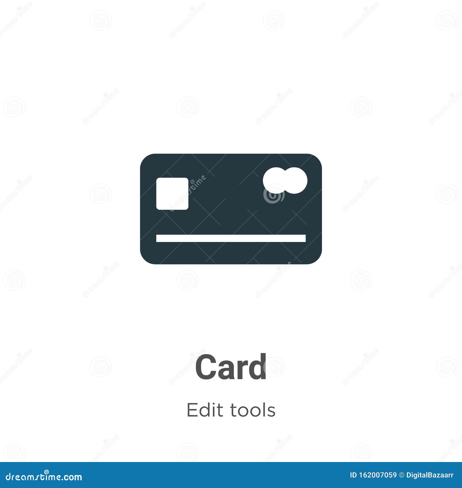 Blue Card Vector Icon on White Background. Flat Vector Blue Card Icon ...