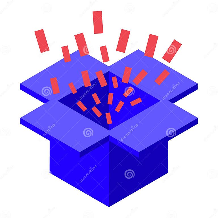 Blue Cardboard Box Opening and Exploding with Abstract Confetti in ...