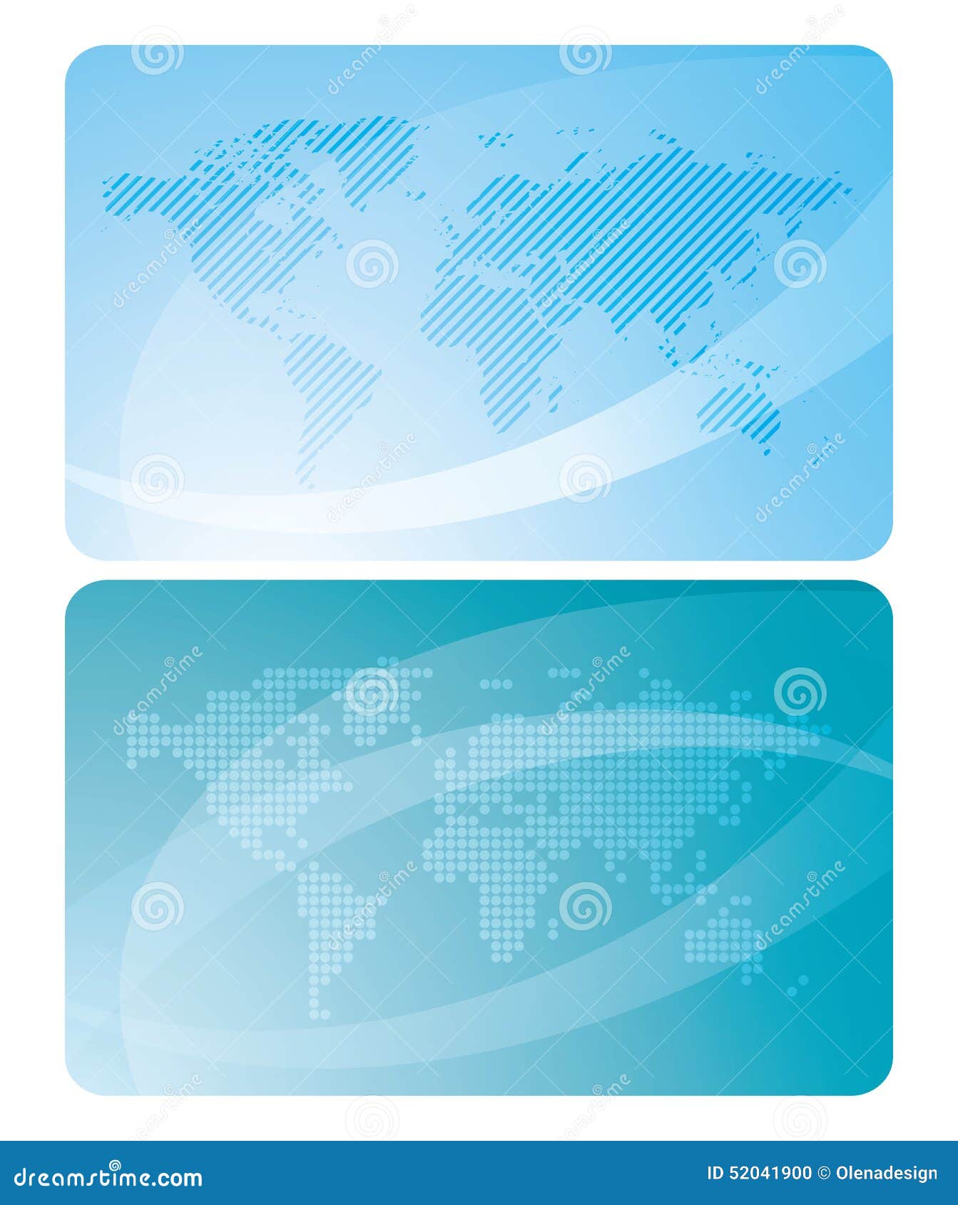 Blue Vector Cards with Maps of the World Stock Vector - Illustration of ...