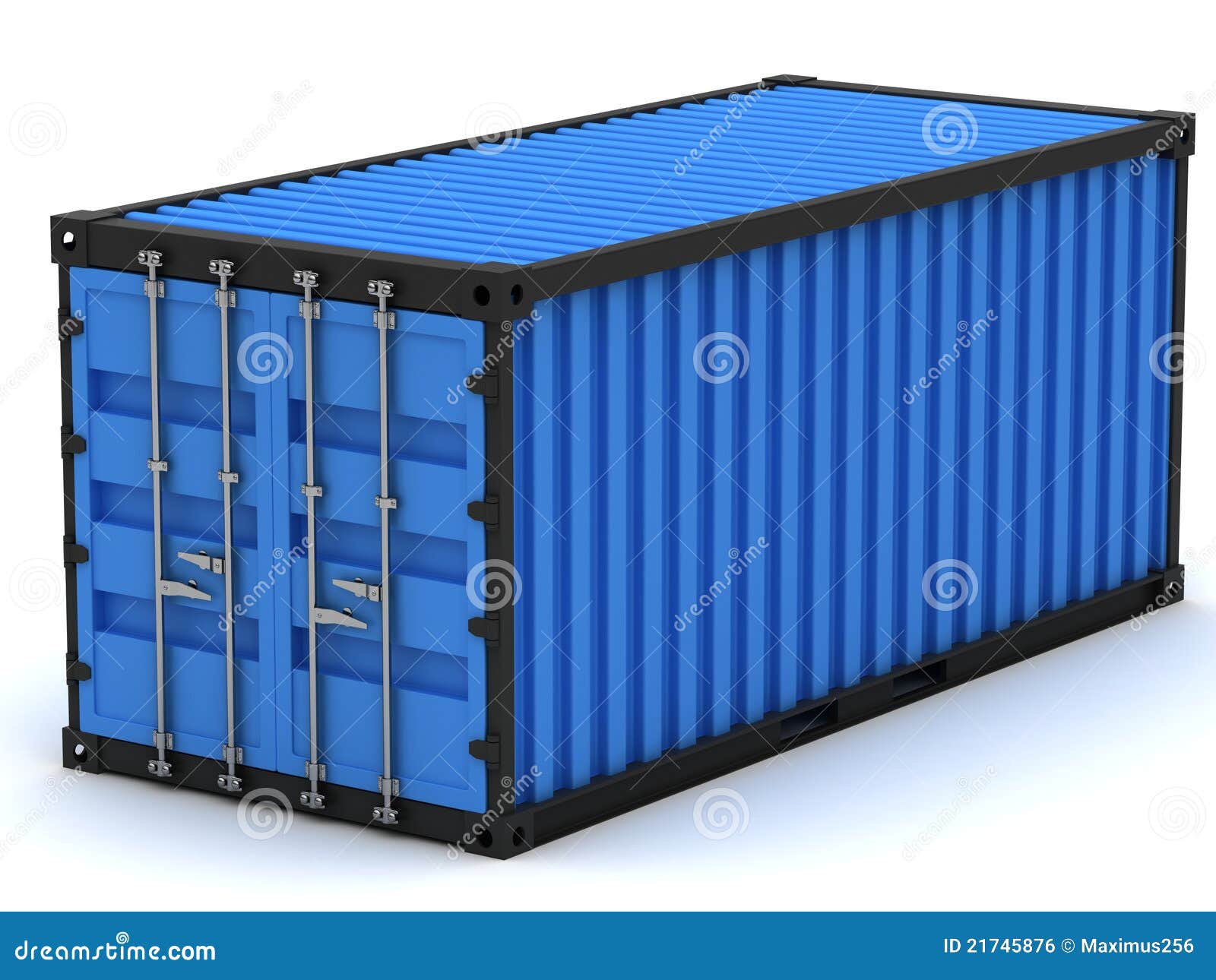 Blue Cargo Freight Shipping Container Isolated On White Background ...
