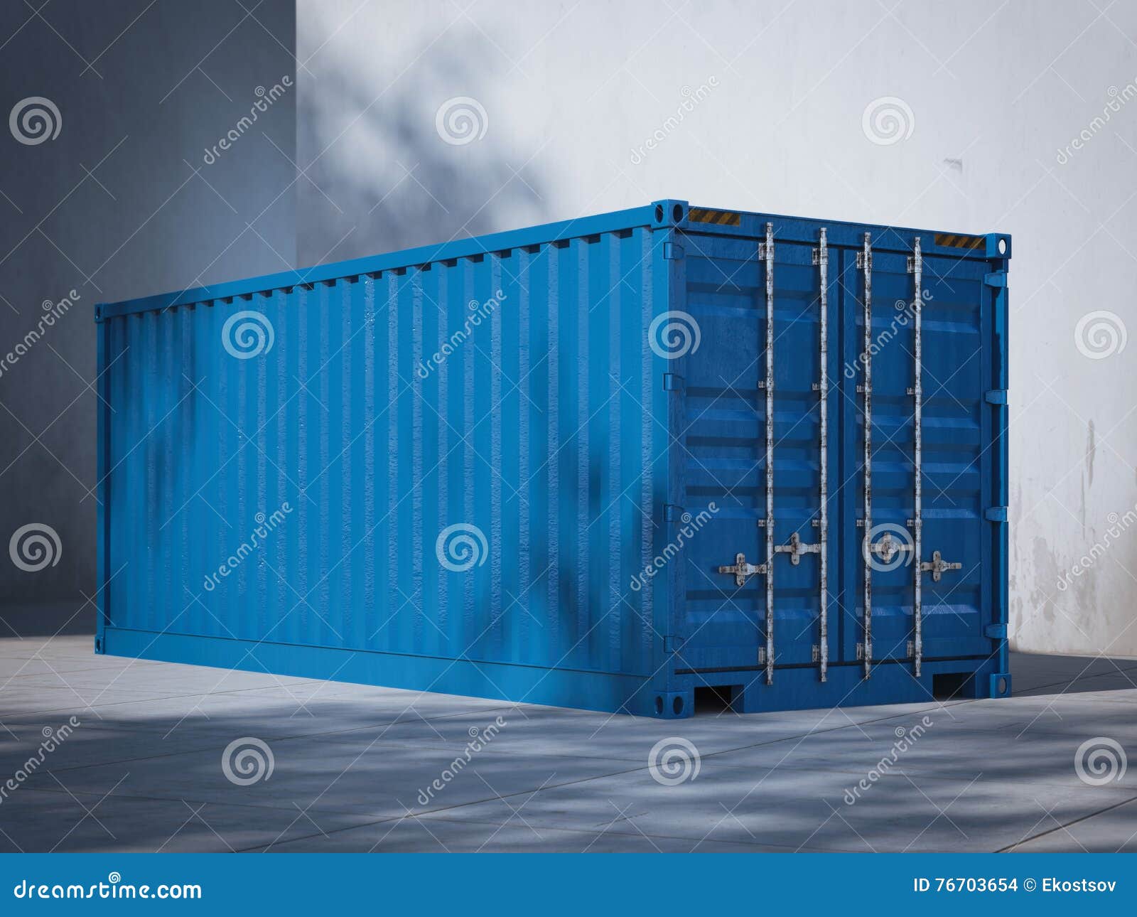Blue Cargo Container. 3d Rendering Stock Photo - Image of equipment ...