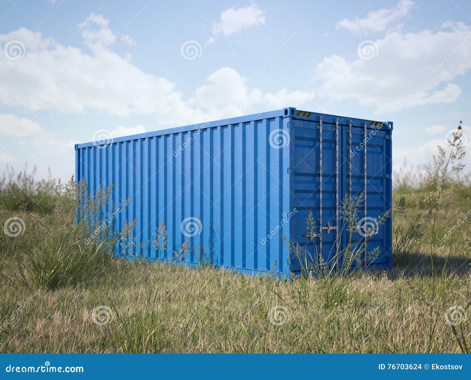 Blue Cargo Ship With Containers Royalty-Free Stock Photo ...