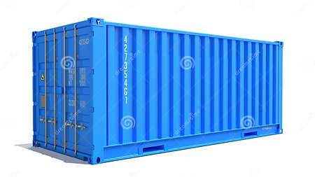 Blue Cargo Container Isolated on White. Stock Photo - Image of receive ...