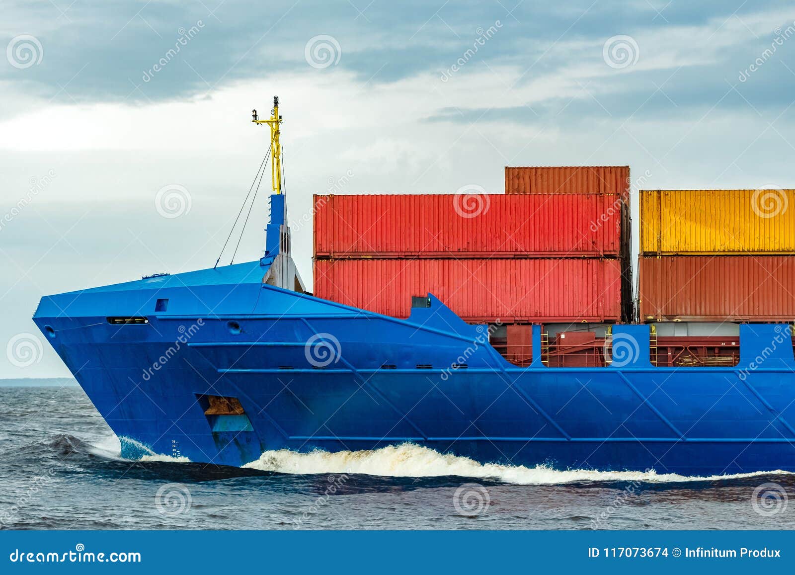 New blue container ship stock photo. Image of nautical - 117073674