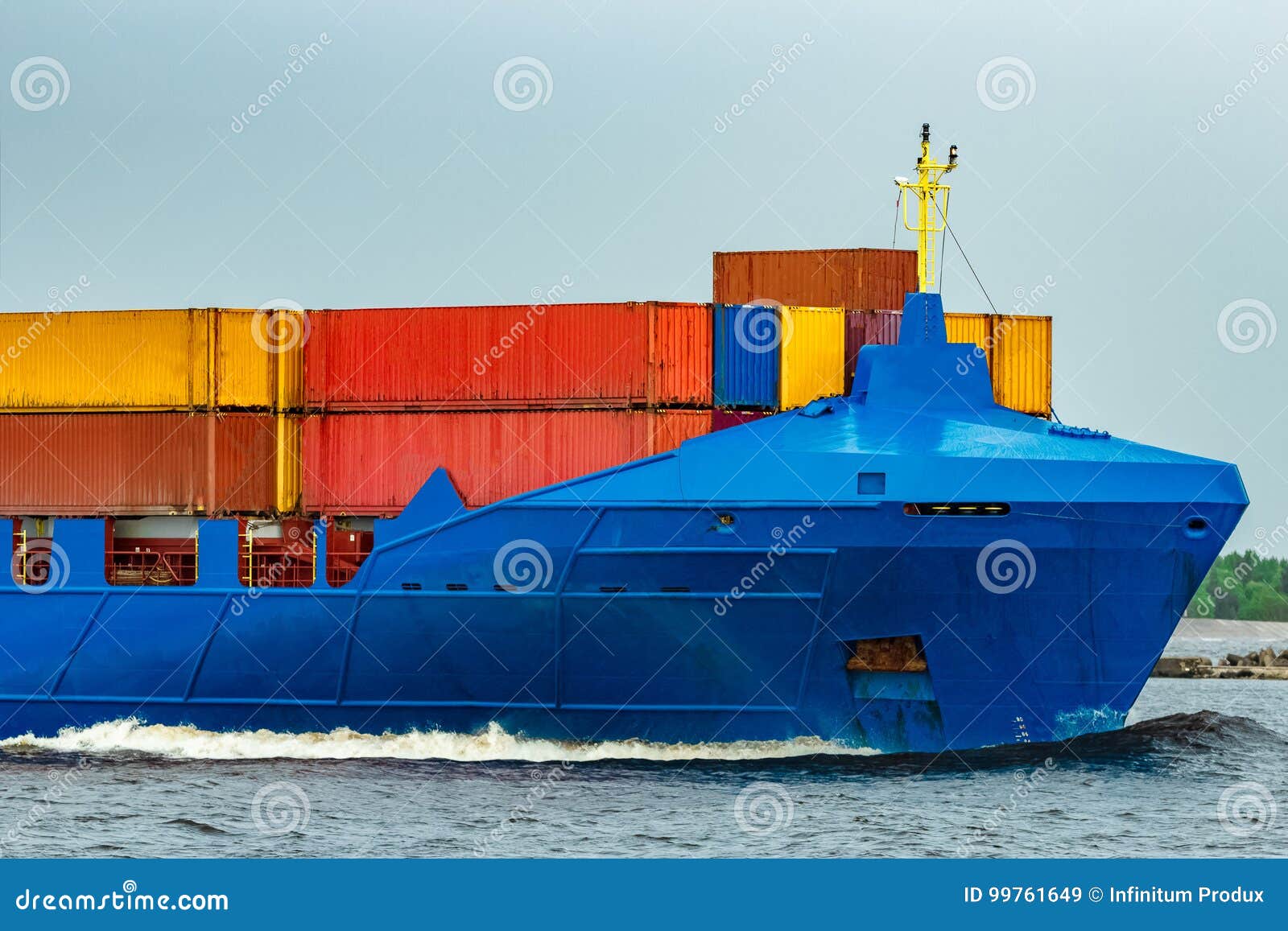 New blue container ship stock image. Image of boat, carrying - 99761649