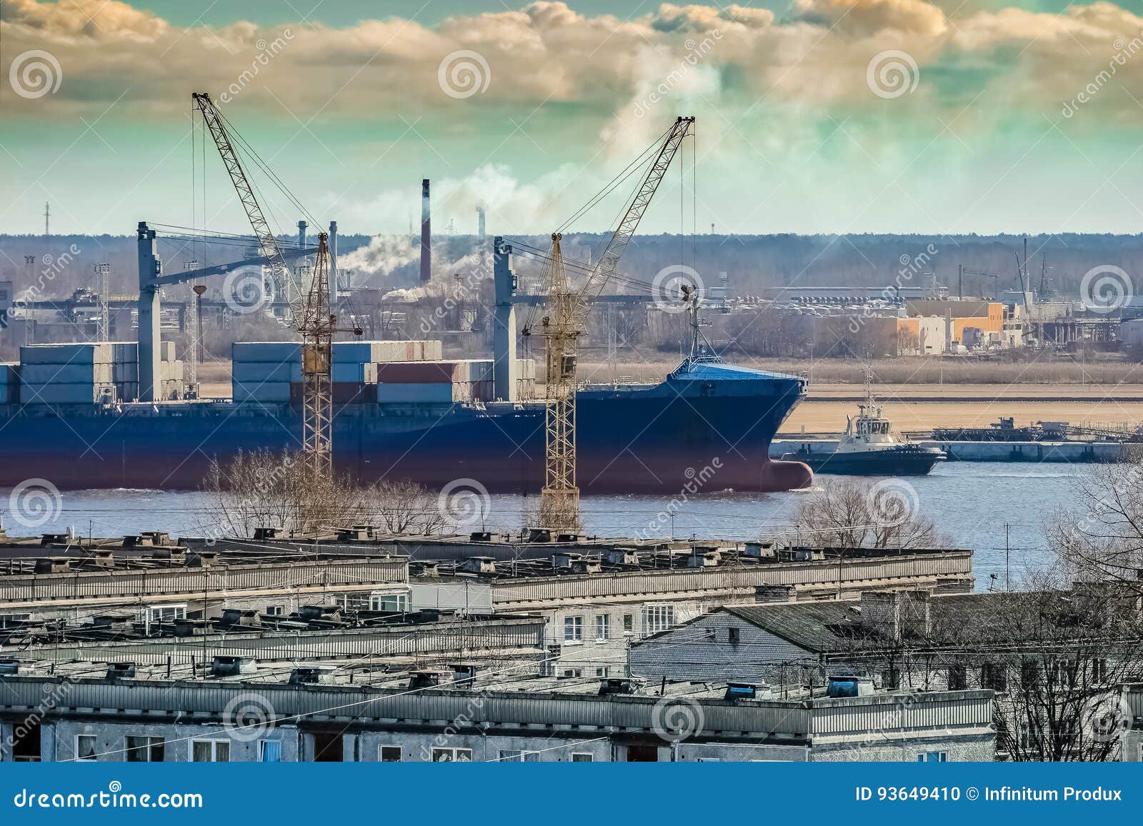 Blue cargo container ship stock photo. Image of export - 93649410