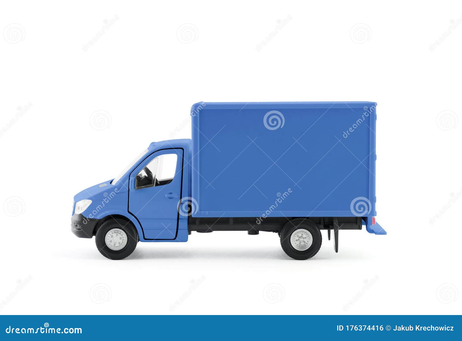 Blue Cargo Delivery Truck Side View Stock Photo - Image of road ...