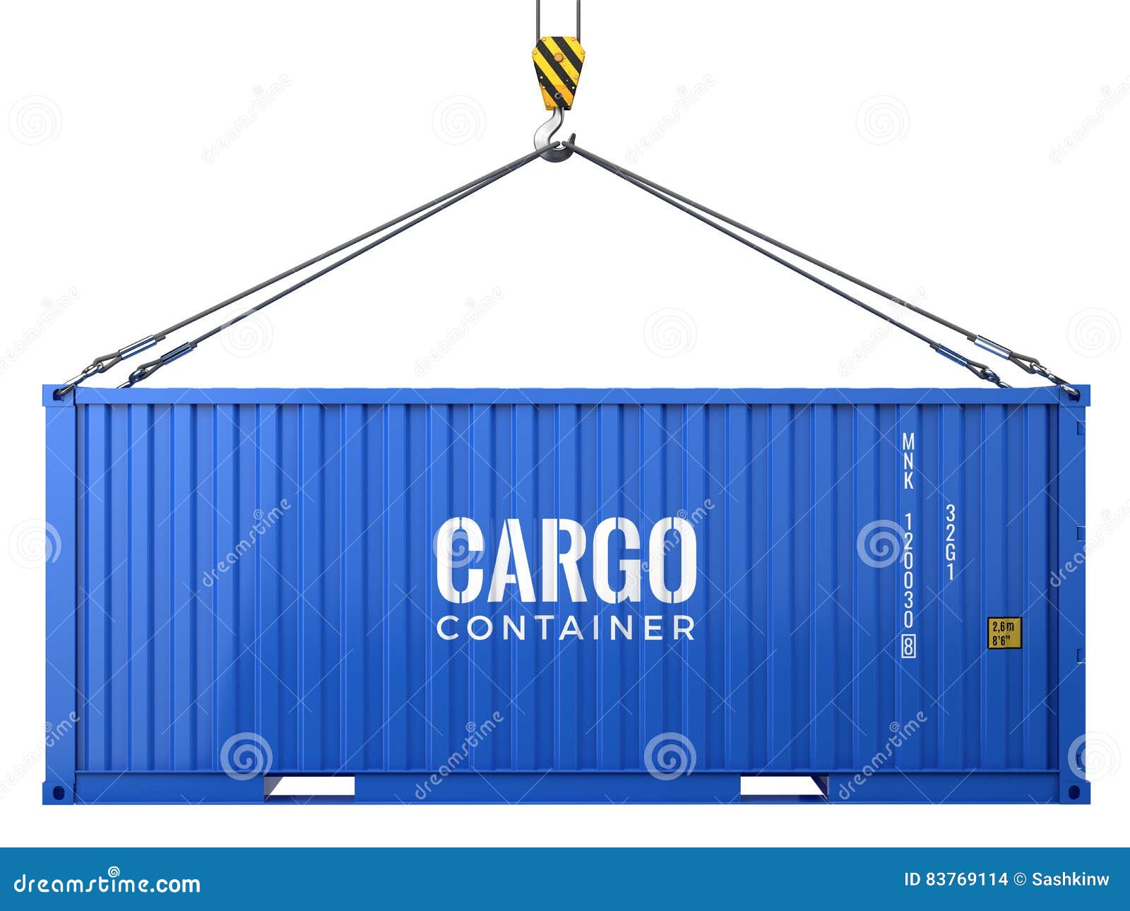 Blue Cargo Freight Shipping Container Isolated on White Background ...