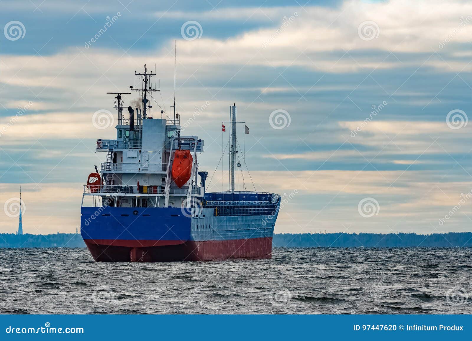 Blue cargo ship stock photo. Image of shipping, export - 97447620
