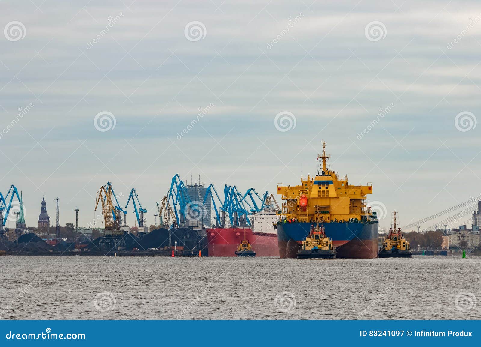 Blue cargo ship stock image. Image of industry, shipping - 88241097