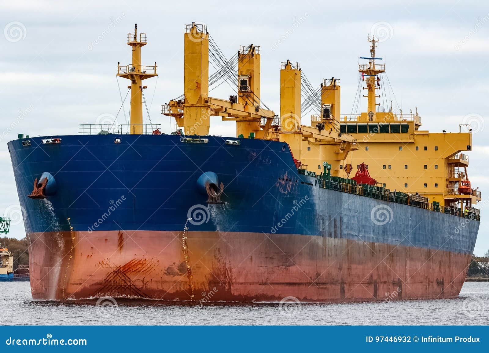 Blue cargo ship stock photo. Image of industry, maneuver - 97446932