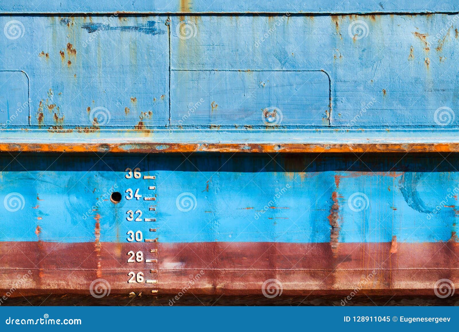 Ship Hull with Red Waterline and Draft Marks Stock Image - Image of ...
