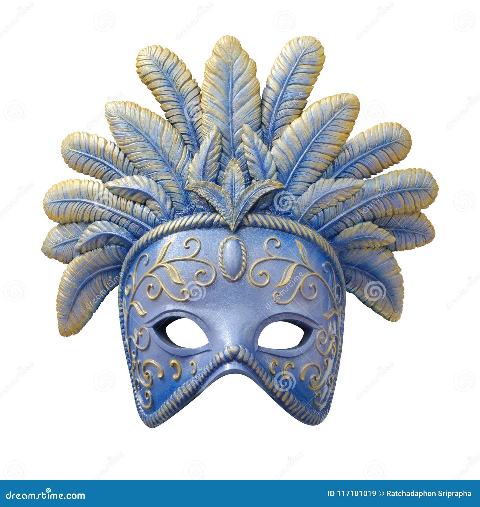 Blue Carnival Mask Isolate is on White Background Stock Image - Image ...