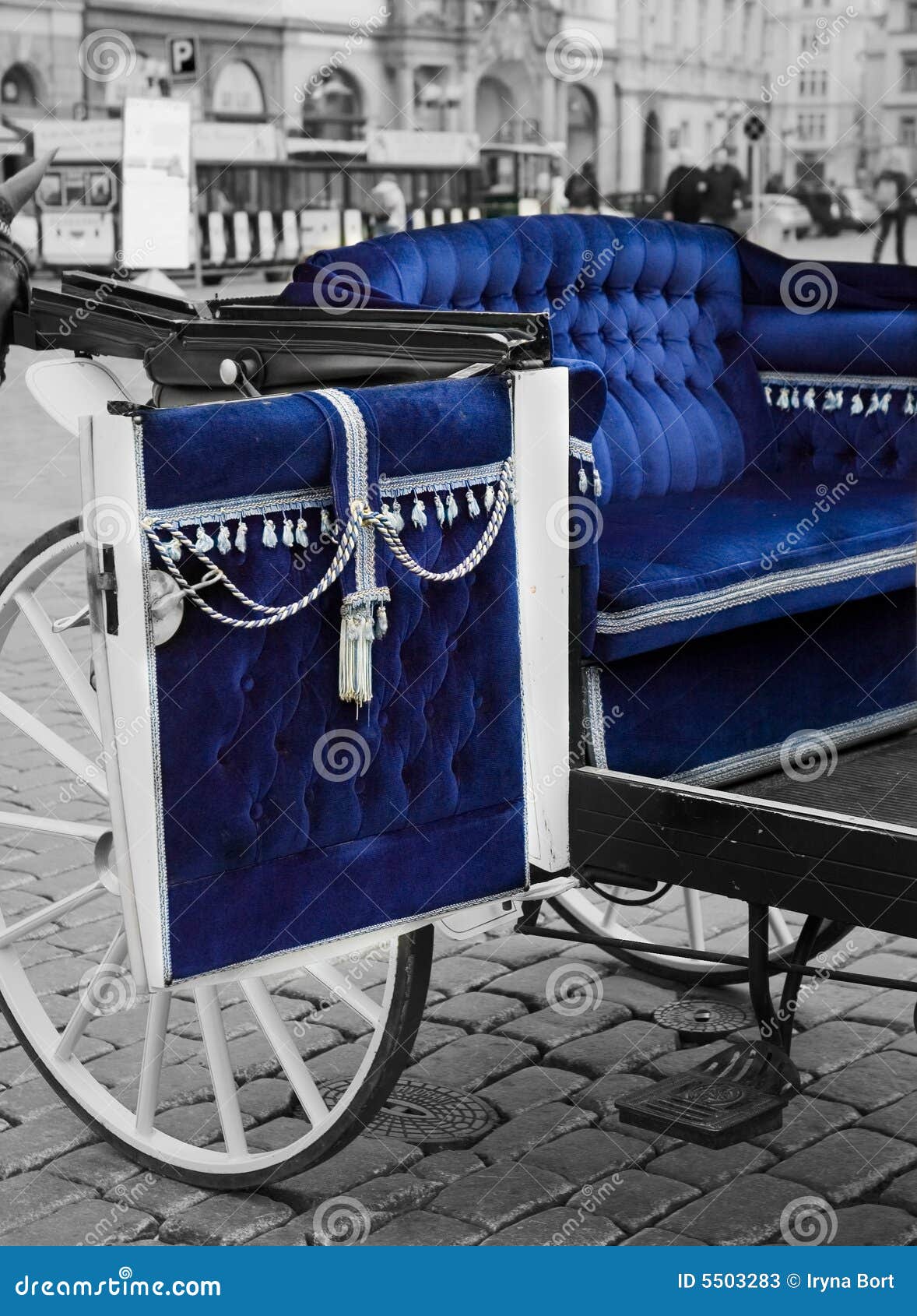 Blue carriage stock image. Image of europe, city, prague - 5503283