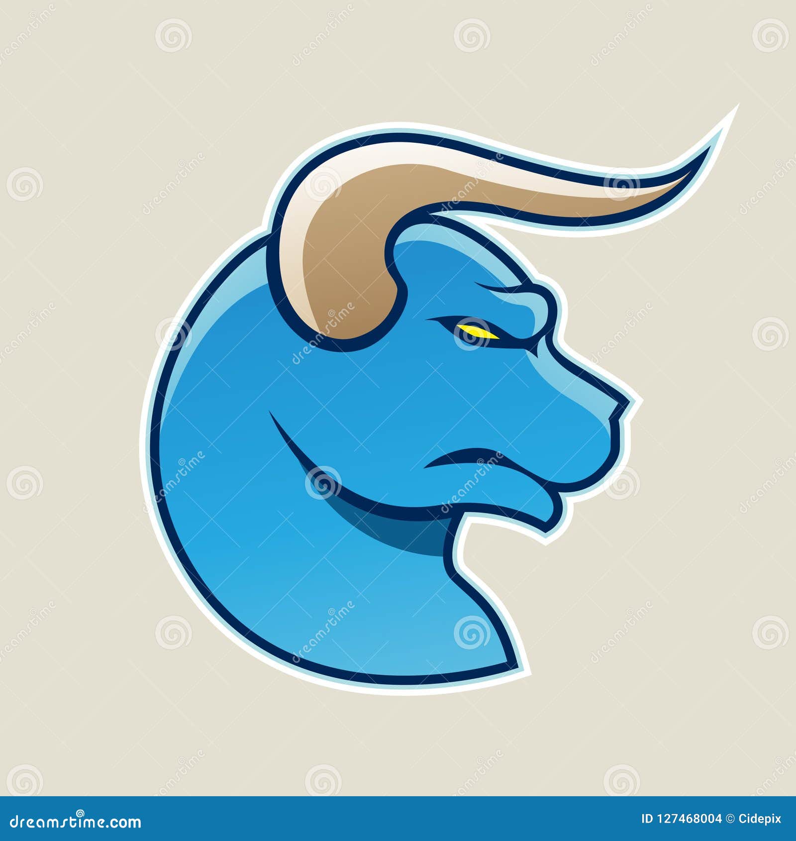 Blue Cartoon Bull Icon Vector Illustration Stock Vector - Illustration ...