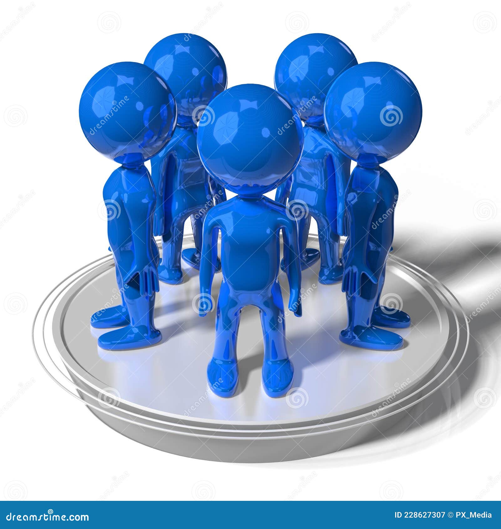 Blue Cartoon Characters, Teamwork Concept Stock Illustration ...