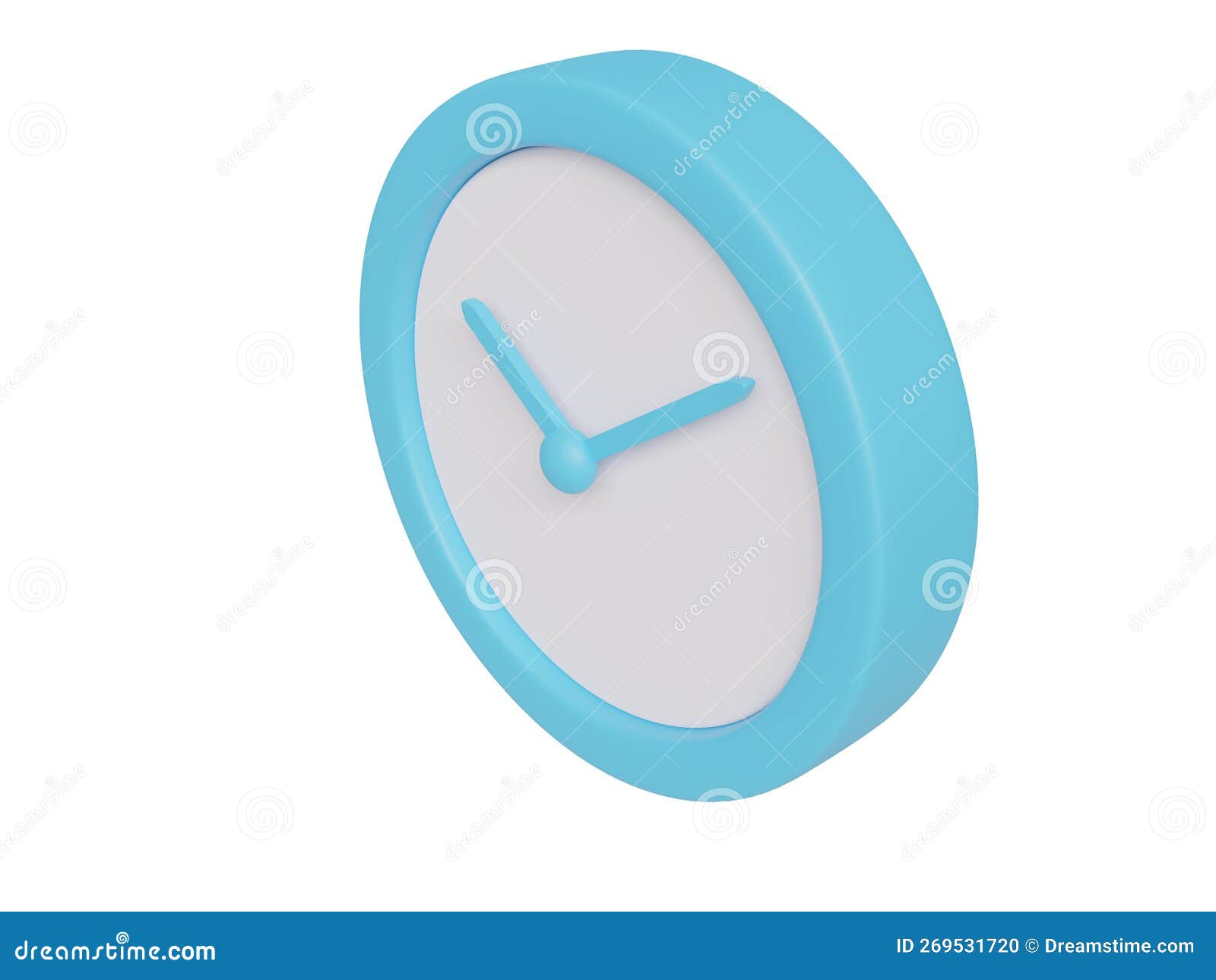 Blue Cartoon Clock. 3d Render. Stock Illustration - Illustration of ...