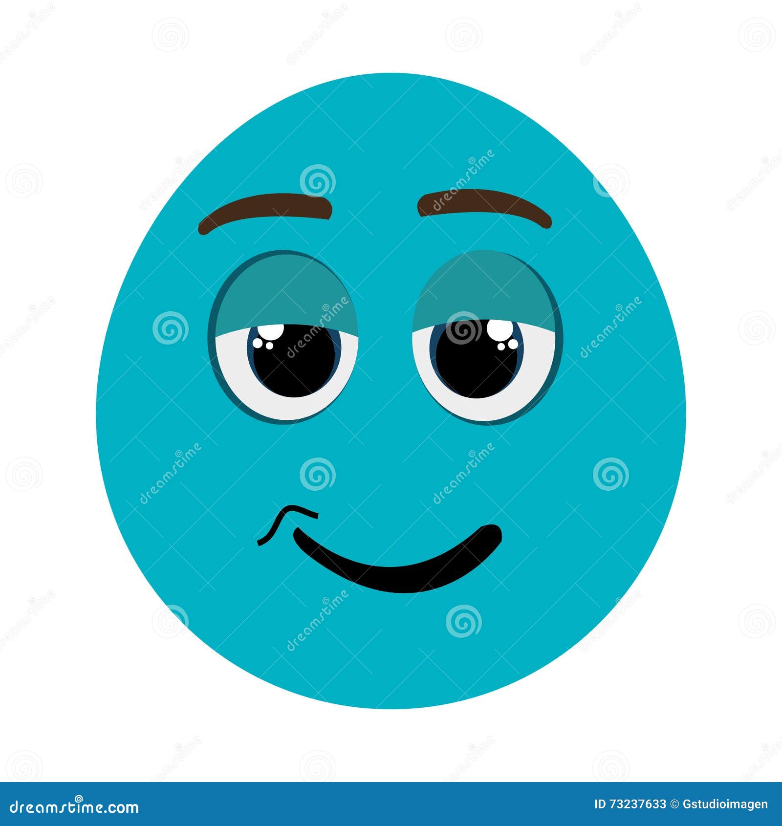 Blue Cartoon Face with Chill Expression, Graphic Stock Illustration ...