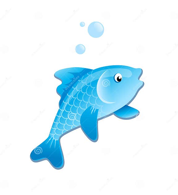 Blue cartoon fish. stock vector. Illustration of fish - 50577140