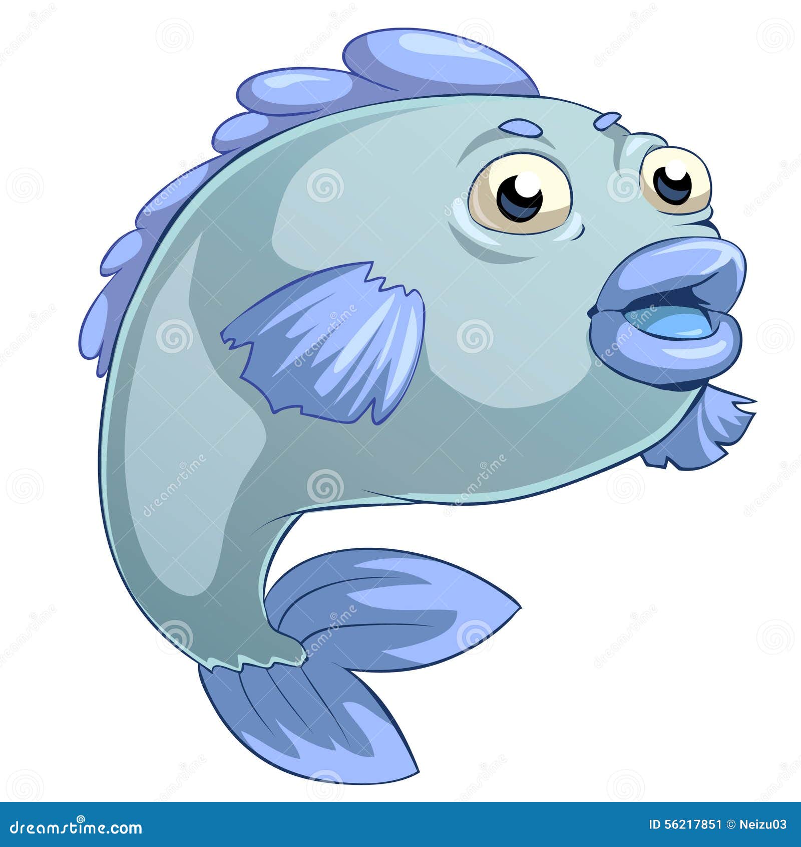 Blue cartoon fish stock illustration. Illustration of look - 56217851