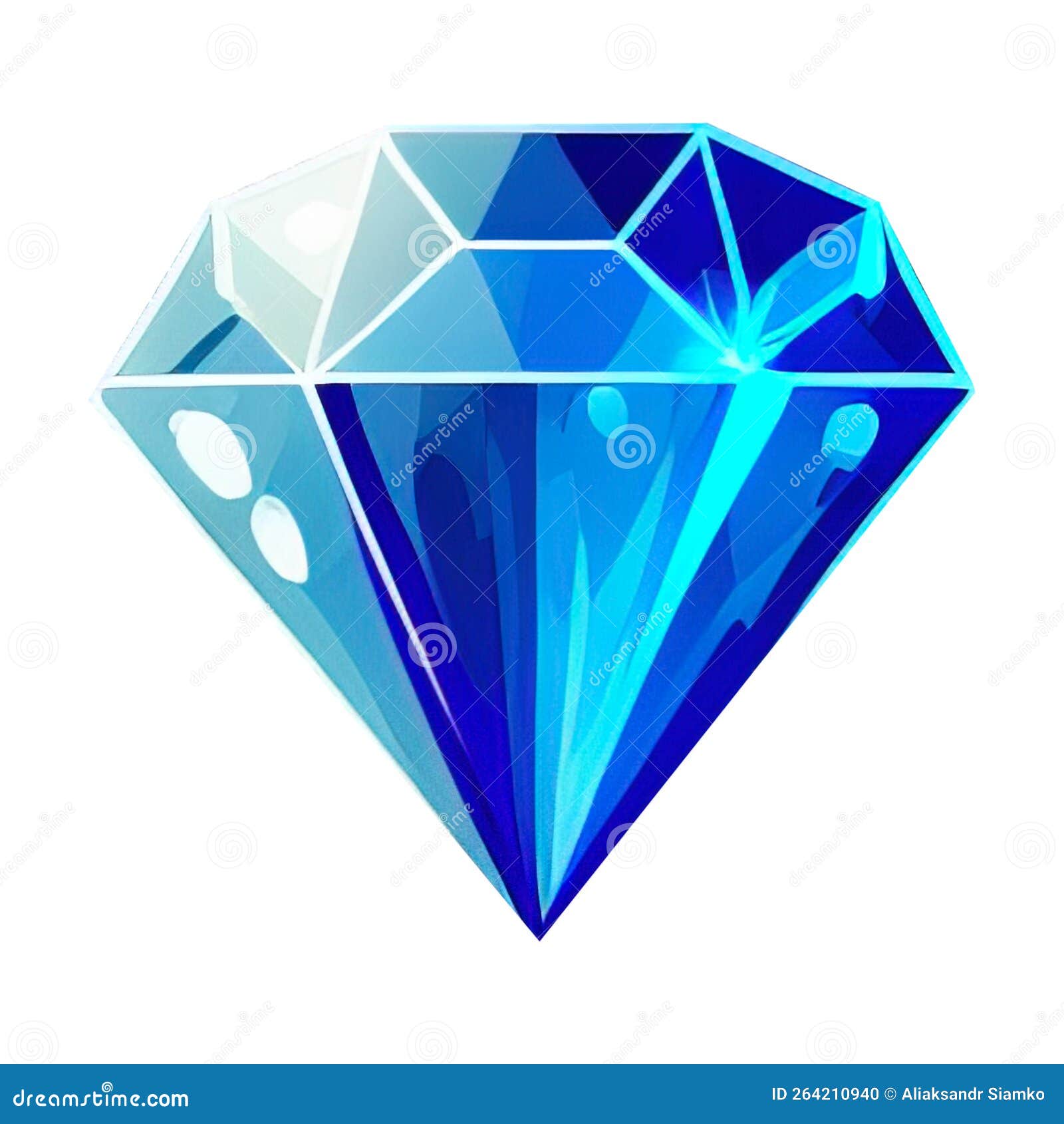 Blue Cartoon Gem Isolated on White Stock Photo - Illustration of ...