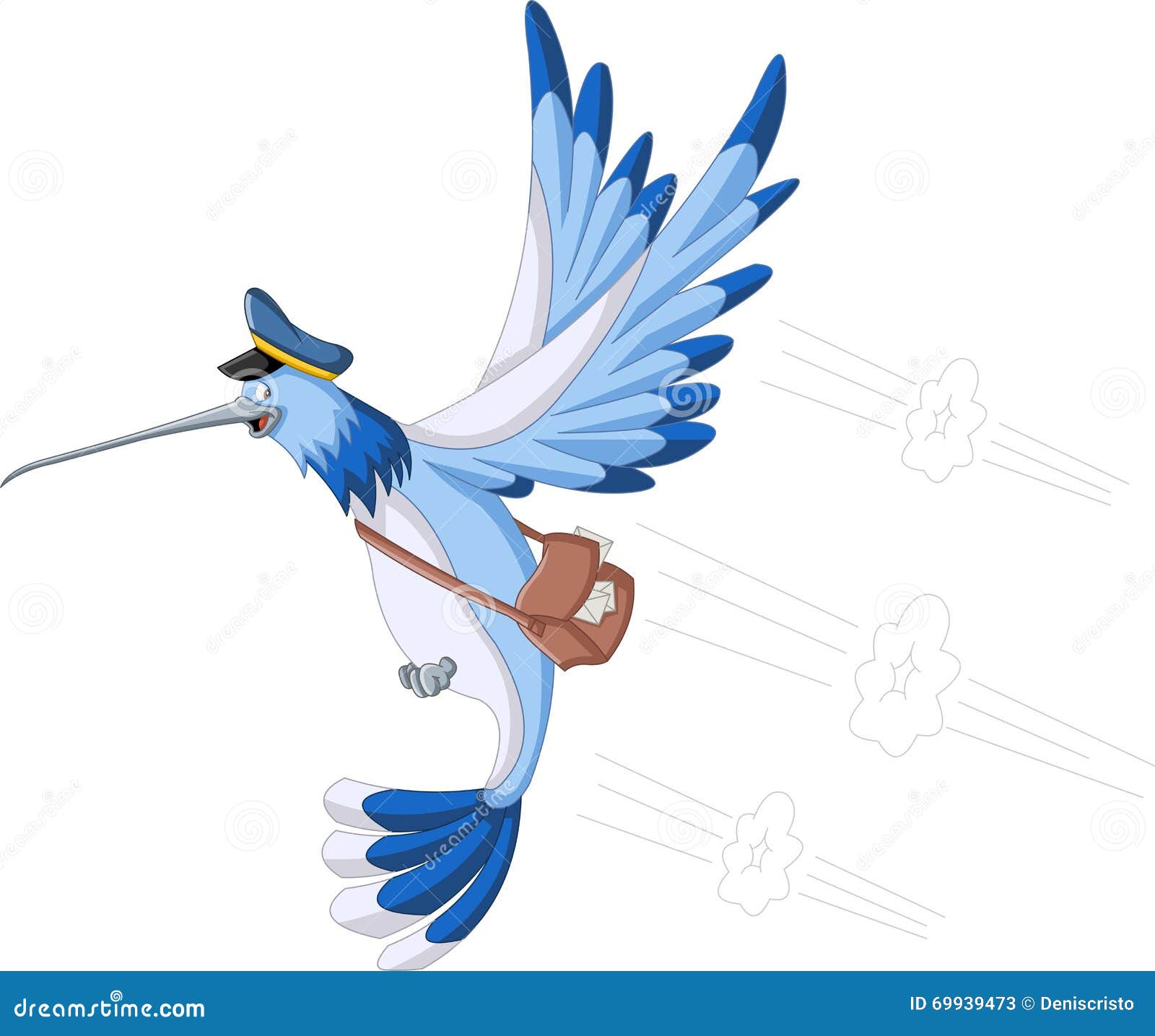 Blue cartoon hummingbird stock vector. Illustration of mail - 69939473
