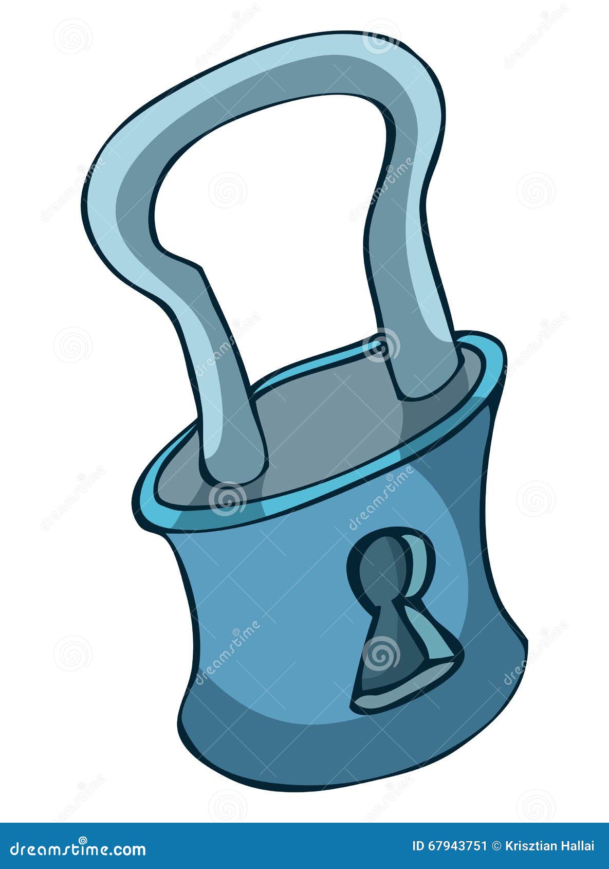 Blue Cartoon Padlock. stock vector. Illustration of cartoon - 67943751