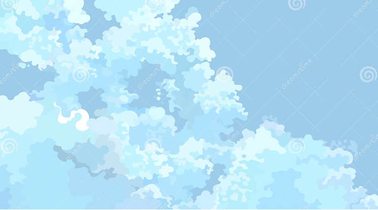 Blue Cartoon Sky Background with Light Clouds Stock Vector ...
