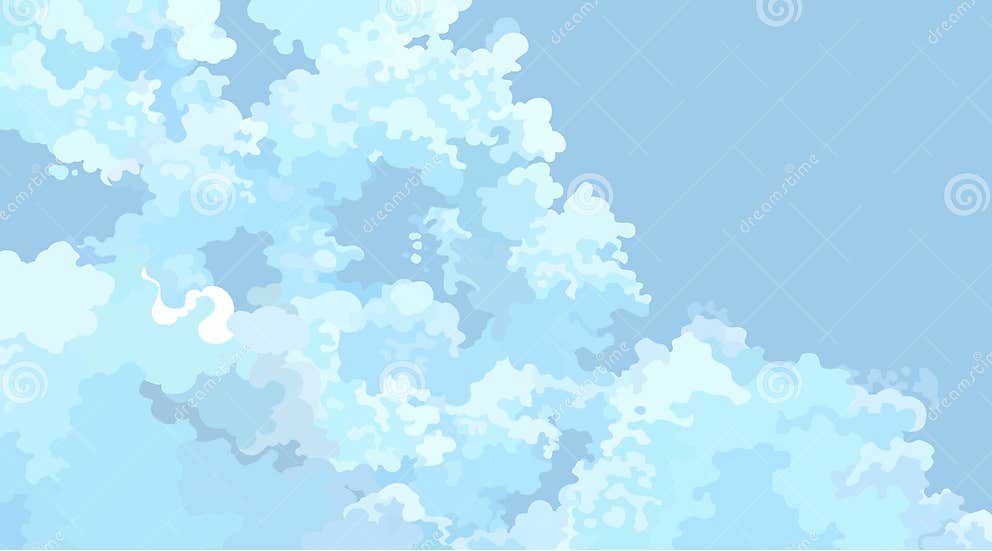 Blue Cartoon Sky Background with Light Clouds Stock Vector ...