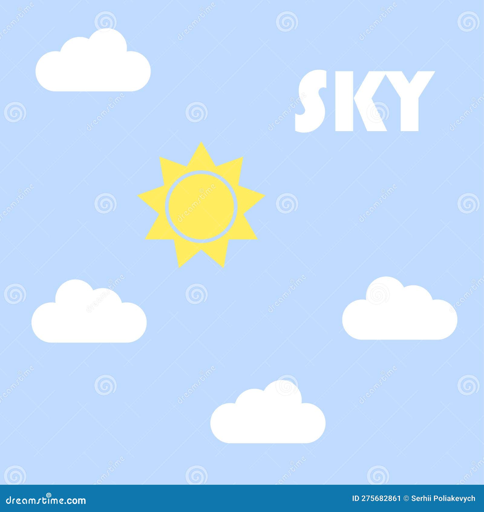 Blue Cartoon Sky on Light Background. Fabric Pattern. Vector ...