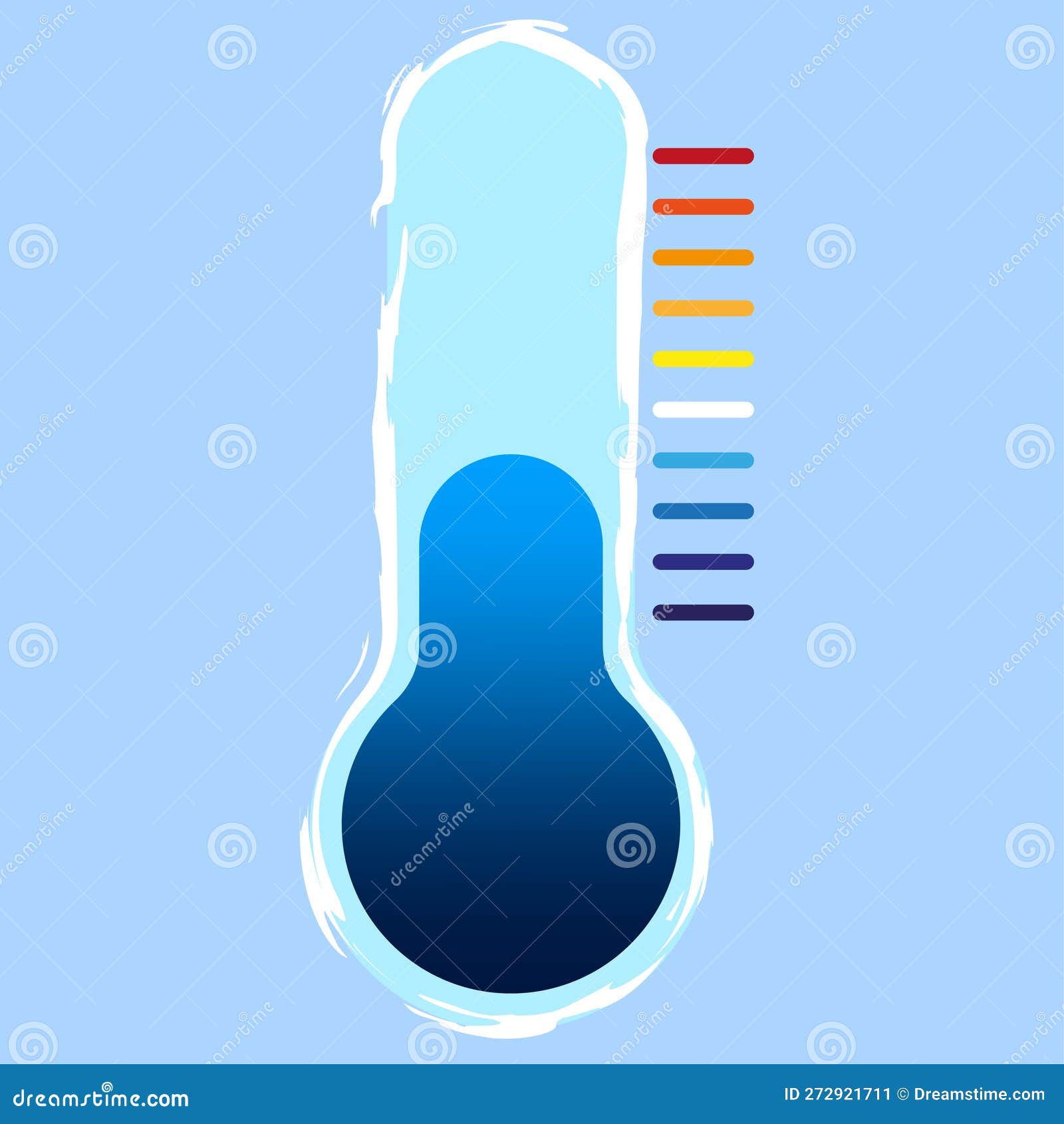 Cartoon Red Thermometer Isolated On Blue Background. Royalty-Free ...