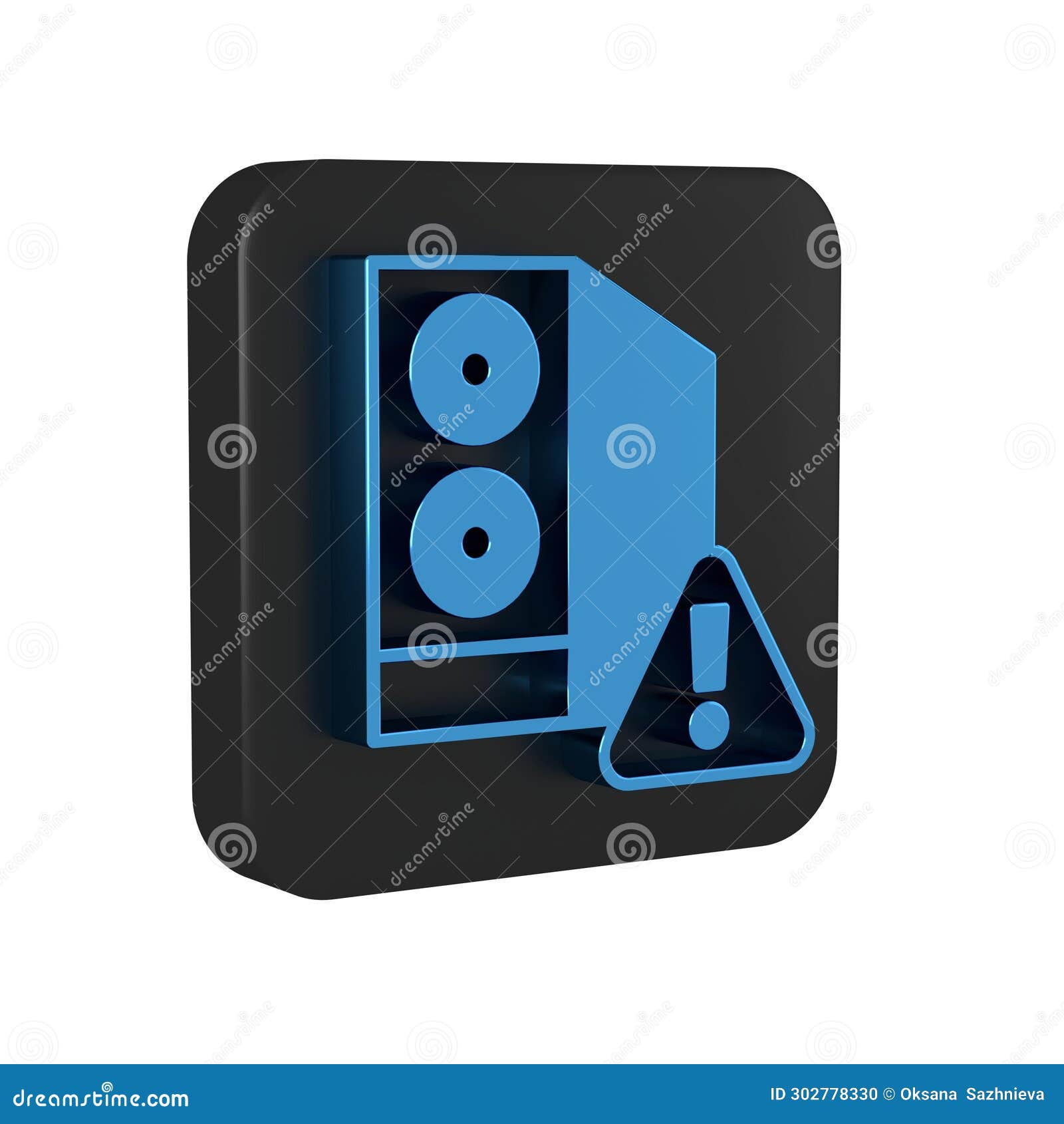 Blue Case of Computer with Exclamation Mark Icon Isolated on ...