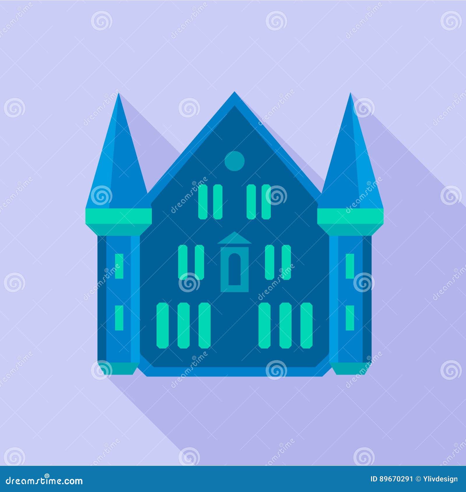 Blue Castle Palace Icon, Flat Style Stock Vector - Illustration of icon ...