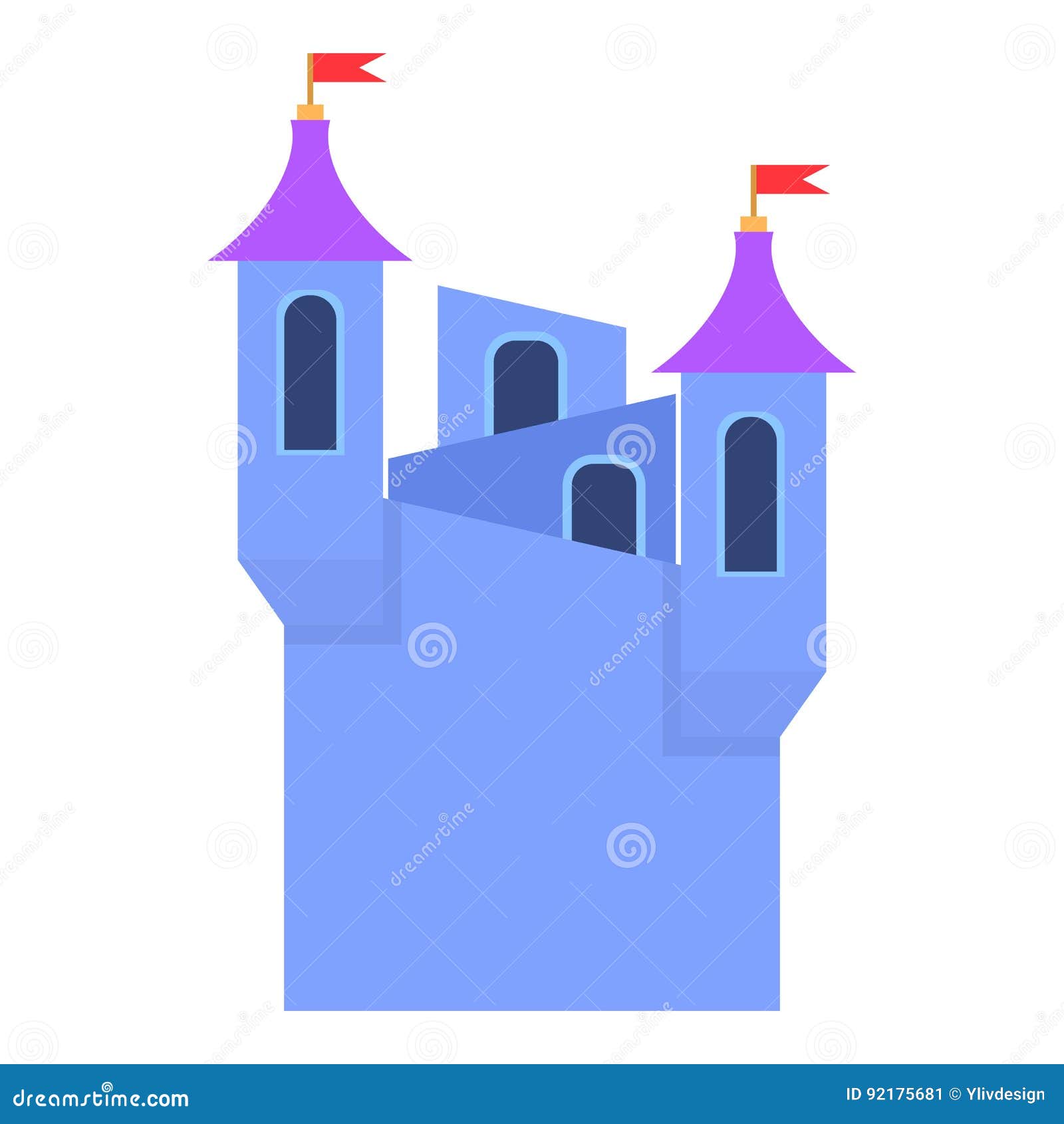 Blue Castle Towers with Flags Icon, Cartoon Style Stock Vector ...