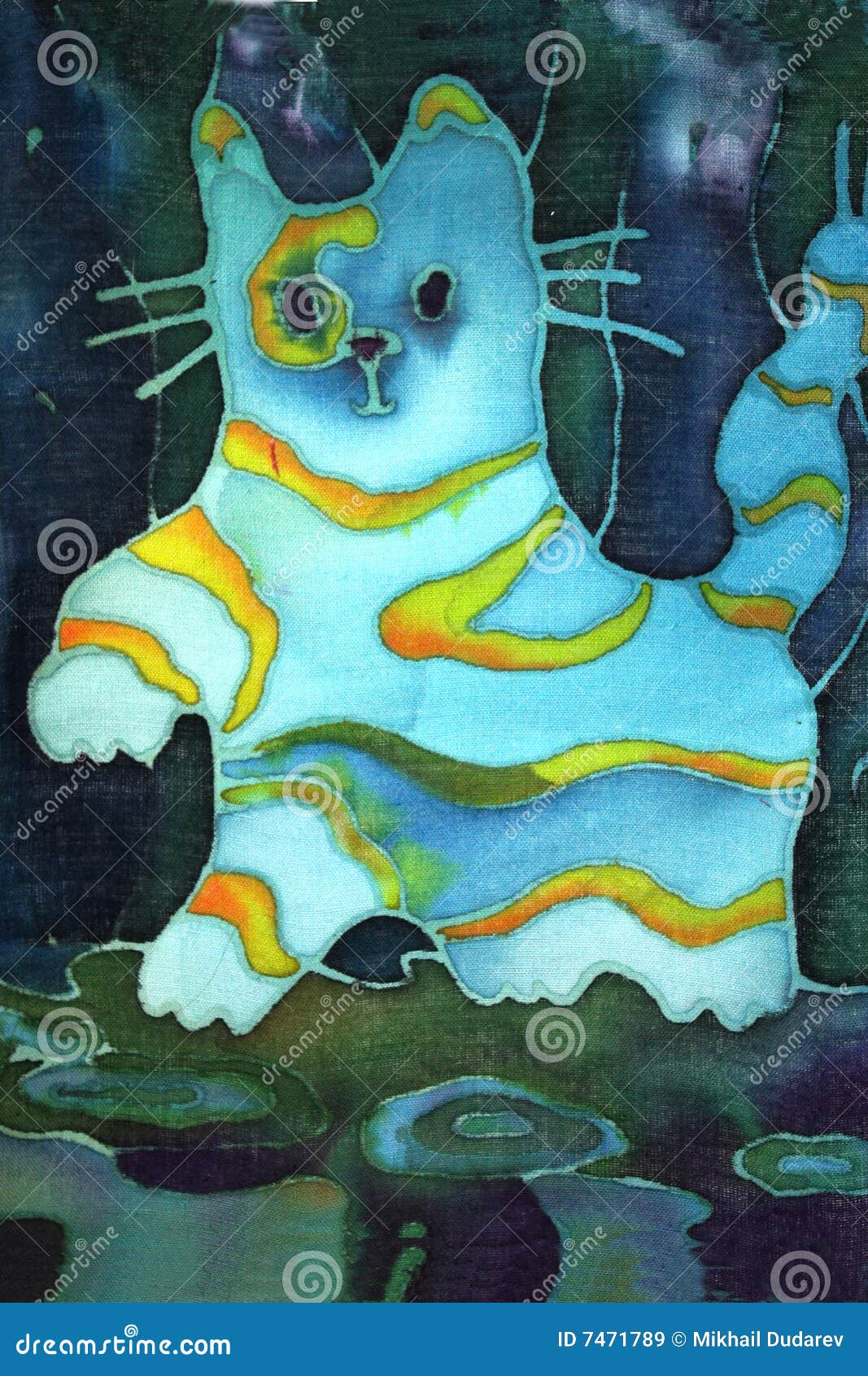 Blue Cat stock illustration. Illustration of black, cartoon - 7471789